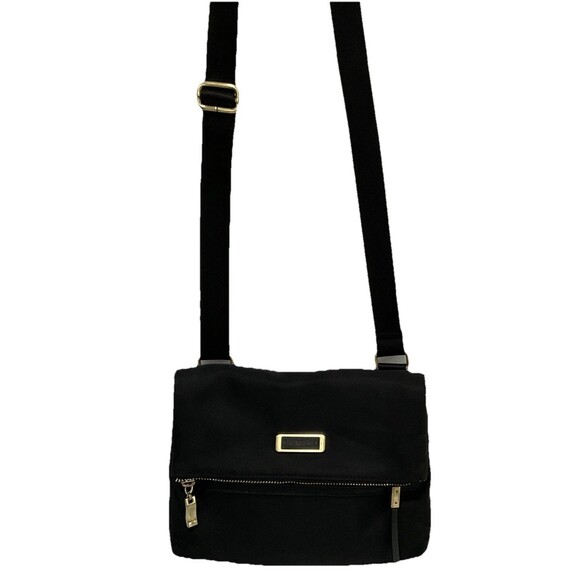 Baggallini | Bags | Baggalini Crossbody Black Gold Julie Slim Nylon ...